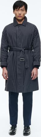 Fursac Manteau long &agrave; ceinture &agrave; rayures - Taille XL - Homme