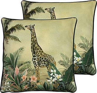 Evans Lichfield Manyara Twin Pack Feather füllte Kissen, Polyester, Giraffe, 43 x 43cm, 2