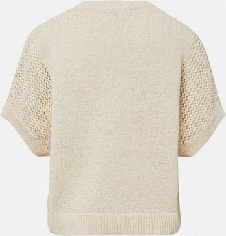 Comma Kurzarmpullover Strickpullover Kurzarm-Pullover im Loose Fit aus Ajourstrick