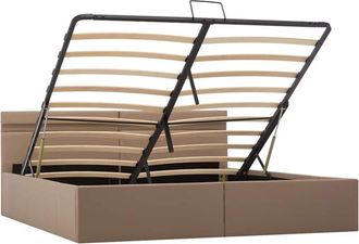 vidaXL Stauraumbett mit led Cappuccino-Braun Kunstleder 180×200cm Vidaxl