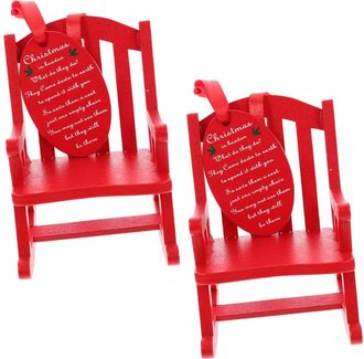 Cabilock 2st&uuml;cke Holzmini-schaukelstuhl Weihnachtsdeko H&auml;ngendes Ornament F&uuml;r Christbaum Und Raumdekoration F&uuml;r Zuhause