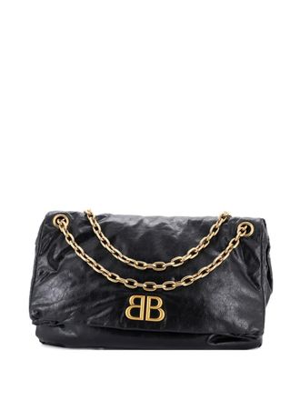 Balenciaga Monaco Chain Flap Leather Large shoulder bag - Noir