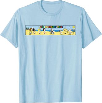 Peanuts Sommer Cartoon T-Shirt, Herren, Unisex, Kurzarm, S, Blau