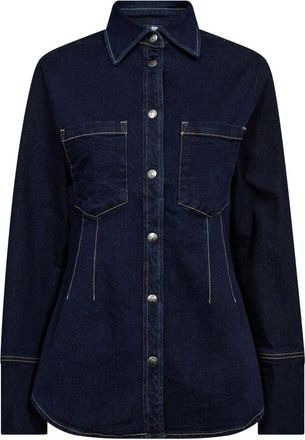 Co'Couture Femme, Blouses et Chemises, Bleu, Taille: 36 FR TheoCC Fitted Denim Shirt