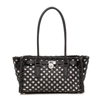 Michael Kors Femme, Sacs, Noir, Taille: ONE Size Hamilton Moderne Small Hand-Woven Satchel