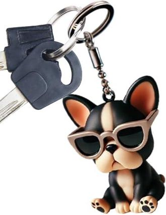 Generic Porte-clés bouledogue français - Breloque 3D pour les amoureux des chiens avec anneau en acrylique robuste | Figurine légère de 7,5 cm faite à la main