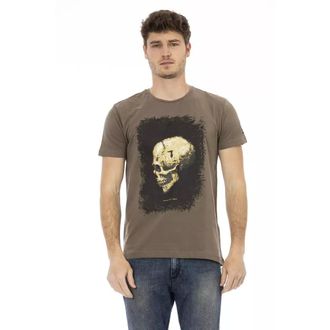 Trussardi Homme, Tops, Brun, Taille: L Action Cotton T-Shirt avec Imprim&eacute; Avant