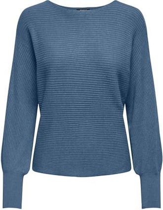 Only Onladaline L/S KNT Noos Pull Court en Tricot pour Femme avec col Bateau, Coronet Blue W. Melange, L