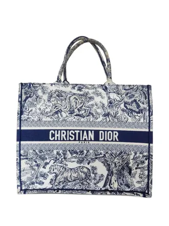 Dior petit sac &agrave; main Book toile de jouy - Bleu