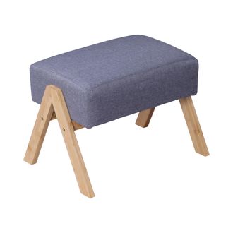 Relaxdays Fu&szlig;hocker, gepolsterte Fu&szlig;ablage, Bambusbeine, HxBxT: 40x28x30cm, Flur, Wohnzimmer, Beistellhocker, grau/Natur