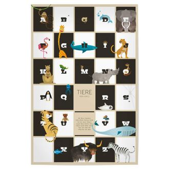 artboxONE Poster 90x60 cm F&uuml;r Kinder Von A bis Z hochwertiger Design Kunstdruck - Bild Schule Alphabet Cham&auml;leon
