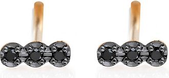 Ginette NY Boucles doreilles Icons Or Rose 3 Diamants Noirs