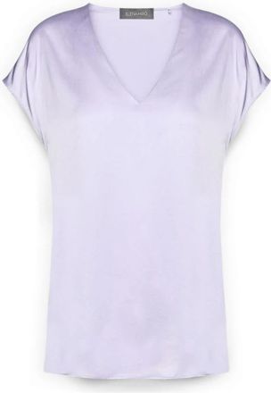 Elena Miro Femme, Blouses et Chemises, Violet, Taille: 46 FR Blouse en satin &agrave; col en V