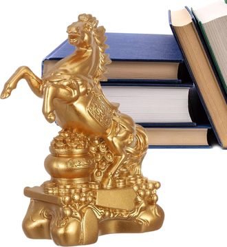 Generico Pferdefiguren - Goldene Skulptur 2026, chinesisches aus Harz - f&uuml;r Gl&uuml;ck Reichtum Segen Party Weihnachten Geburtstag Haus Wohnzimmer B&uuml;ro Tisch