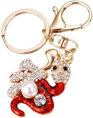 Generic Porte-cl&eacute;s serpent, porte-cl&eacute;s serpent, ann&eacute;e serpent 2025, porte-cl&eacute;s en strass avec fermoir &agrave; anneau, pendentif serpent en strass, porte-cl&eacute;s pour s