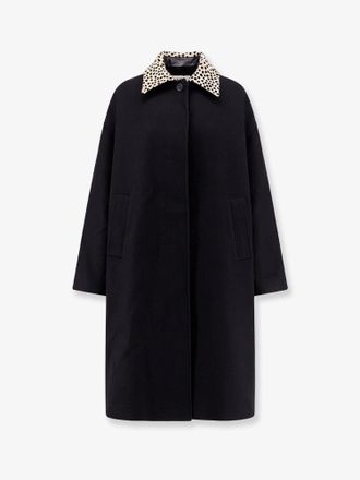 R&oacute;he Wool coat with cheetah-print calf hair collar - ROHE - gender_Woman