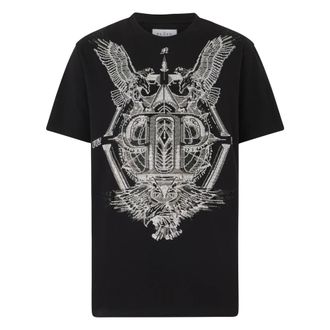 Philipp Plein Rundhals-T-Shirt Eagles Stones - - Tops - Herren - Schwarzk - M