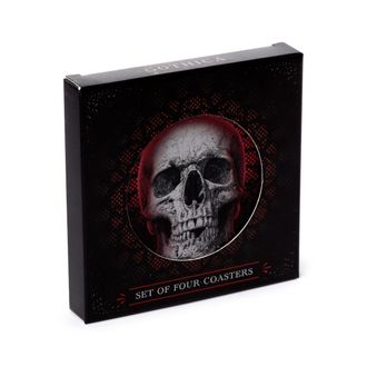 Puckator Set mit 4 Untersetzern aus Kork - Gothik - Zubehör und Dekoration für Zuhause - Totenköpfe, Makaber, Halloween