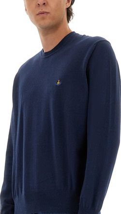 Vivienne Westwood Logo Cotton-Cashmere Blend Sweater - Blue