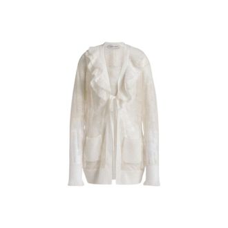 Alberta Ferretti Femme, Pulls, Blanc, Taille: 38 FR Cardigan en dentelle et mohair