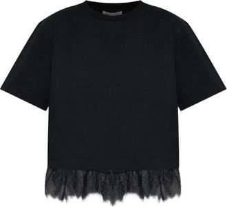 Munthe t-shirt Rach bordé de dentelle - Noir