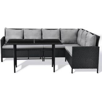 SVITA MADISON Rattan-Lounge Ecksofa Rattan-Lounge Gartenm&ouml;bel-Set Schwarz