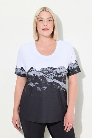 Ulla Popken T-Shirt Funktionsshirt Berge Rundhals Halbarm recycelt