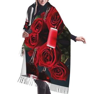 Generic Rose Au Vin Rouge Et Bougie Femme Foulard Classique &Eacute;charpe &Eacute;pais Ch&acirc;le Pour Automne Soir&eacute;e Mariage Cadeau