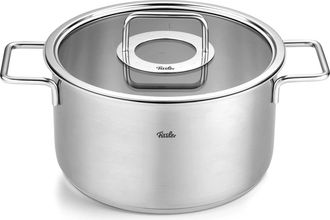 FISSLER Pure Collection/Edelstahl-Kochtopf (Ø 24 cm, 5,7L) Töpfe inkl. Glas-Deckel, Innen-Skalierung - Induktion