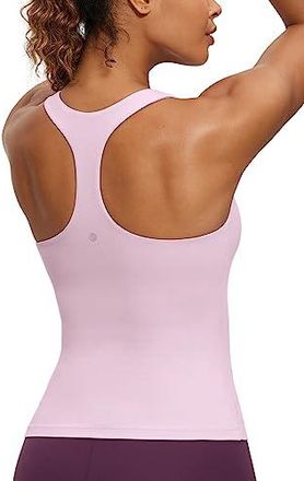 CRZ YOGA Butterluxe Palangre Débardeurs dentraînement pour Femme avec Soutien-Gorge de Sport Intégré à Dos Nageur Pivoine Rose 40