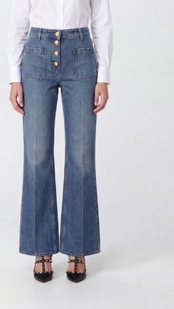Valentino Garavani Jean &eacute;vas&eacute; taille haute en pur denim de coton
