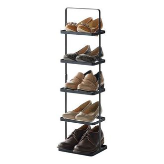 Yamazaki Tableware Yamazaki 2479 TOWER Hohes Schuhregal, schwarz, Stahl, minimalistisch, 22 x 18 x 77.5 cm