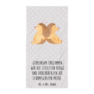 Mr. & Mrs. Panda XL Badehandtuch Igel händchenhaltend - Geschenk, Hochzeit, Reisehandtuch, Love, Urlaub, Verlobung, Händchen Halten, Groß, Liebe, Strandhandtuch, Freun