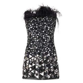 Alberta Ferretti Top mit Federn - - Dresses - Damen - Schwarzk - S