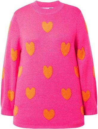 Miamoda Rollkragenpullover Pullover bequeme Passform Herzen Stehkragen