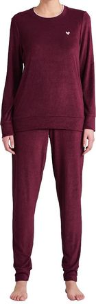 Schiesser Damen Schlafanzug Lang Pyjamaset, weinrot III, 44
