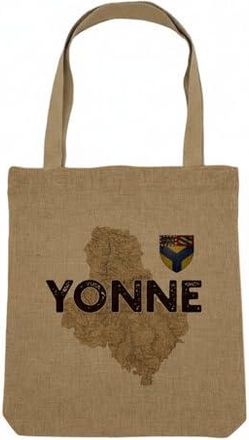 Fabulous Sac Shopping Tote Bag Aspect Lin - Yonne 89 Departement Auxerre Carte Ancienne Bourgogne - Sac de Courses Toile Epaisse 360g Beige Naturel Cabas Port&eacute;