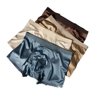 Generic Elegant Silk Sous-v&ecirc;tements en soie glac&eacute;e pour homme, cale&ccedil;ons boxeurs en soie de m&ucirc;rier pour homme, &eacute;vacuation de lhumidit&eacute;, respirant sans couture,