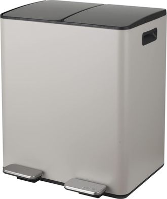 Spirella Mülltrennsystem Küchenabfalleimer 40L (2x20L) mit Pedal - Modell Aliya - Gebürsteter Edelstahl - Soft-Close-Deckel - Herausnehmbare Inneneimer - Seitl