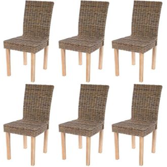 Hhg [JAMAIS UTILIS&Eacute;] Lot de 6 chaises de salle &agrave; manger Littau, chaise en osier, chaise de cuisine, rotin Kubu