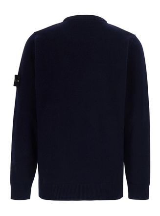 Stone Island Mens Crewneck Wool Sweater Blue Tops Top