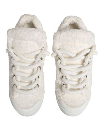 Dolce & Gabbana Mens White Faux Shearling Low Top Sneakers Shoes