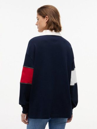 Tommy Jeans Sweatshirt TJW OVS FLAG RUGBY EXT Baumwolle, Logodruck