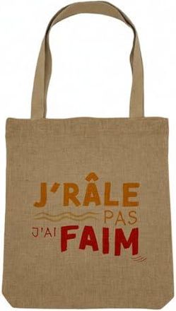 Fabulous Sac Shopping Tote Bag Aspect Lin - Jr&acirc;le pas jai Faim Humour Expression - Sac de Courses Toile Epaisse 360g Beige Naturel Cabas Port&eacute; Epaule Solide Im