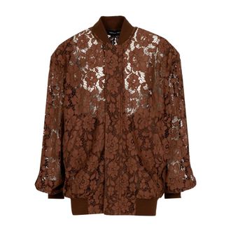 Federica Tosi Femme, Vestes, Brun, Taille: 38 FR Veste Bomber en Dentelle
