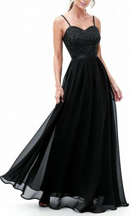 Dresstells Abendkleider Elegant f&uuml;r Hochzeit Schwarz Festlich Ballkleid Damen Lang Gro&szlig; Gr&ouml;&szlig;en Brautkleid Standesamt Brautjungfernkleider mit Spaghettitr&auml;ger Jug