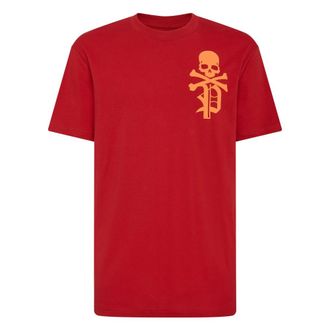 Philipp Plein Homme, Tops, Rouge, Taille: 4XL T-shirt Col Rond MC Skull&Bones
