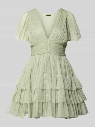 Lace & Beads Cocktailkleid mit tiefem V-Ausschnitt