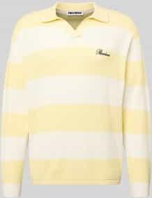 Review Regular Fit Strick-Poloshirt mit Block-Streifen