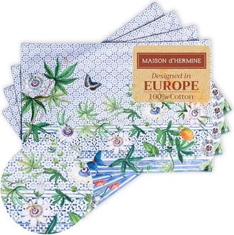 Maison d'Hermine Lot de 4 napperons décoratifs lavables en Tissu 100% Coton pour la fête des mères, la Maison, la Cuisine, la Salle à Manger, Les Cocktails et Le Campi